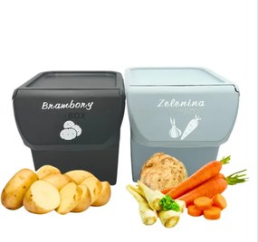 VILDE Úložný box na brambory a cibuli s větráním, VEGBOX černý (14l - 10kg brambor)
