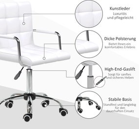 Kancelářská židle HOMCOM výškově nastavitelná 84-99H cm ergonomická otočná židle manažerská židle pro kancelář a domácí kancelář PU bílá | Aosom.de