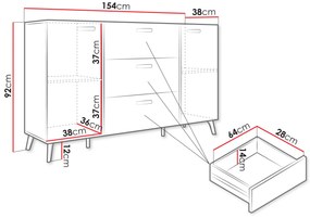 Kombinovaná komoda TANTES - kašmír / lesklá kašmírová