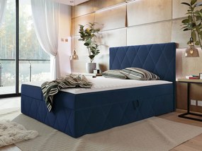 Moderní boxspring postel Silena 180x200cm, tmavě modrá Magic Velvet