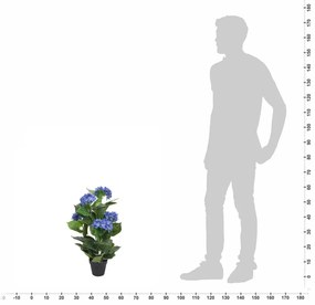 Umělá rostlina hortenzie s květináčem 60 cm modrá