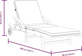 Zahradní lehátka 2 ks s poduškami 200x68x83 cm masivní akácie 3206372