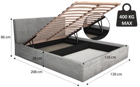 Postel LINCOLN 120x200 černá s úložným prostorem