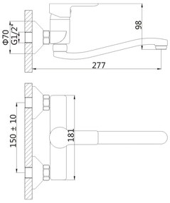 Bruckner Baron Eco dřezová baterie nástěnná 6 l/min 150 mm chrom 612.015.12