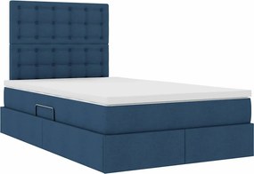 Postel s úložným prostorem a matrací Modrá 120 x 200 cm textil 3371903