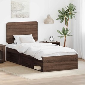 Rám postele s čelo Hnědý dub 75 x 190 cm Masivní borové dřevo 3412557