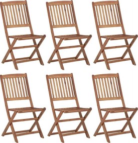 vidaXL Skládací zahradní židle 6 ks masivní akáciové dřevo [3065522] Barva: Hnědá