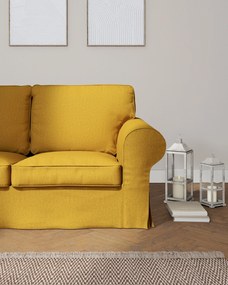 Potah na pohovku IKEA Ektorp 2-místná rozkládací  NOVÝ MODEL 2012 barva žlutá látka pletený vzor