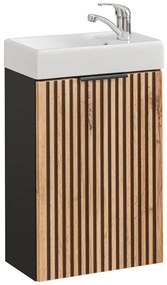 COMAD Závěsná skříňka s umyvadlem - XILO 82-40, šířka 40 cm, dub votan/matná šedá