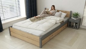EB Postel z masivu Iris Double 80x200 cm, GRAFIT/Dub Artisan