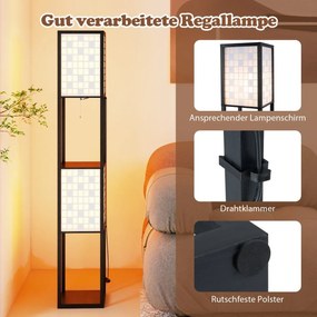 Costway 2-žárovka stojací lampa s 2 policemi a nožním spínačem stojací lampa