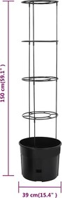 Truhlík na pěstování rajčat antracit Ø 39 x 150 cm polypropylen 152210
