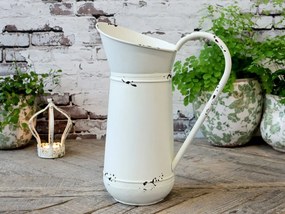 Krémový antik dekorační plechový džbán Joug - 23*13*30 cm