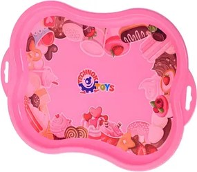 Čajový set s podnosem a sladkostmi / Dětské nádobí / 15 dílů / Plast