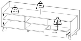 Bílý/v přírodní barvě TV stolek v dekoru dubu 182x62x51 cm Ikast – Tvilum
