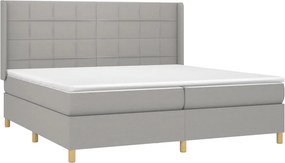 Box spring postel s matrací a LED světle šedá 200x200 cm textil 3138901