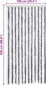 Závěs proti hmyzu šedý a bílý 100 x 220 cm Chenille 241225