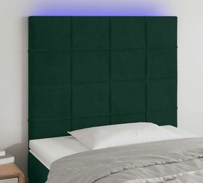 vidaXL Čelo postele s LED 80x5x118/128 cm samet [3122459] Barva: Černá
