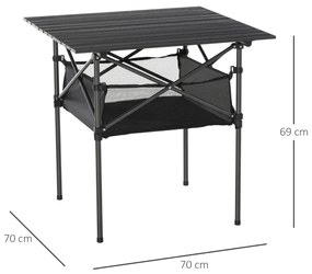 PEPU outsunny Hliníkový skládací stůl Outsunny 70 cm x 70 cm x 69 cm