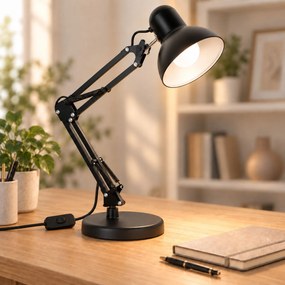 Toolight Toolight, JNH043-1TD, stolní lampa 2v1 s podstavcem a svorkou, 1× E27, černá, OSW-56234