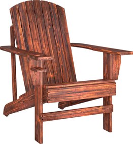 Zahradní židle Adirondack s držákem na kelímek Zahradní lehátko Balkonová židle z masivního dřeva Charred 72 x 95 x 93 cm