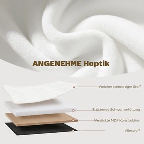 Skládací úložná lavice HOMCOM 76 × 38 × 35 cm – polstrovaný sedák se sametovým vzhledem, úložný taburet do obýváku, předsíně i ložnice, krémová