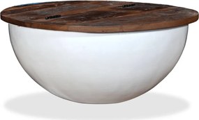 vidaXL Konferenční stolek, masivní recyklované dřevo, , tvar misky [245258] Barva: Bílá