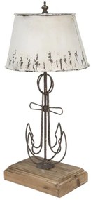 Krémová antik stolní lampa s kotvou a kovovým stínidlem – 35x79 cm