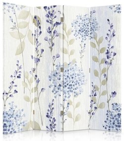 Ozdobný paraván Pastelové květiny - 145x170 cm, čtyřdílný, klasický paraván