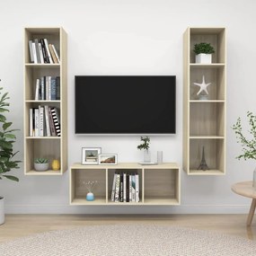3dílný set TV skříněk dub sonoma kompozitní dřevo 3079757