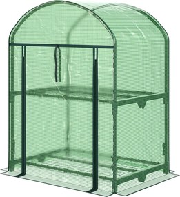Outsunny Mini Zahradní Skleník s 2 Kovovými Policemi a PE Krytem, Kompaktní Balkónový a Terasový Skleník 69x49x91cm, Zelený | Aosom