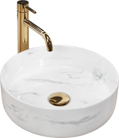Rea Sami Nature Marble, umyvadlo na desku 360x360x115 mm, bílá-imitace kamene, REA-U6606