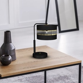 Stolní lampa Ultimo, 1x černé/zlaté textilní stínítko, b