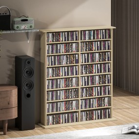 HOMCOM Úložný box na CD a DVD, multifunkční jednotka s 16 přihrádkami a 12 nastavitelnými policemi, max. kapacita 720 CD/396 DVD a Blu-ray, 106,5 x 2…