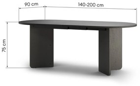 Rozkládací jídelní stůl LOU 140/200 cm černý