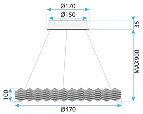 Toolight Závěsné LED osvětlení Crystal LE5 MS016-CP chrom 47 cm