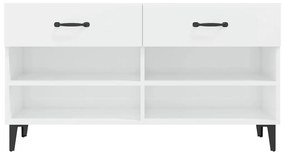 Botník bílý s vysokým leskem 102x35x55 cm kompozitní dřevo - Default Title