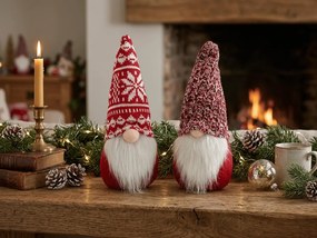 Vánoční skřítek s pletenou čepicí NIRVIK 25 cm, červený