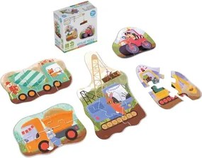 KukiKuk 80060 - Véééliké puzzle Stavební stroje / od 2 let
