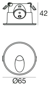 Linea Light 87988W70 Quara65_R, cortenové zápustné LED svítidlo do stěny, 1x2W 3000K, průměr 6,2cm, IP65