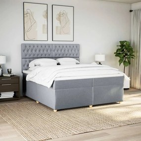 Box spring postel s matrací světle šedá 200 x 200 cm textil 3293694