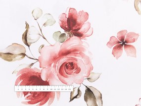 Biante Teflonový oválný ubrus TF-023 Červené růže na bílém 100x140 cm