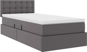 Postel s úložným prostorem a matrací s čelo Šedá 90 x 190 cm 3370375