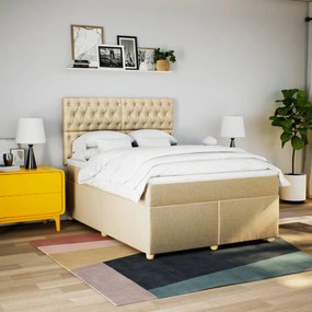 Box spring postel s matrací krémová 140x190 cm textil 3293587
