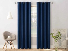 Zatemňovací závěsy OXFORD tmavě modré 140x250 cm (2 ks), kovové kroužky