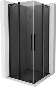 Mexen Velar L Duo, sprchový kout s posuvnými dveřmi 90 x 90 cm, 8mm šedé sklo, černá matná, 871-090-090-02-43-70