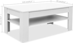 vidaXL Konferenční stolek dřevotříska 110x65x48 cm [244859] Barva: Bílá