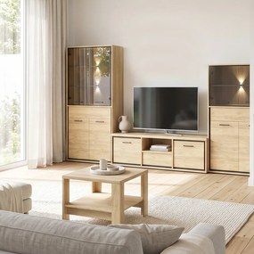 Obývací stěna MEDIOLAN | 323,5 cm + konferenční stolek 65x65 cm | 4 díly | natural hikora