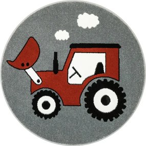 Koberec Lima G753A traktor, červený / šedý kruh