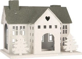 Kovový svícen domek s pískovým povrchem Raw Sand - 36*23*32 cm